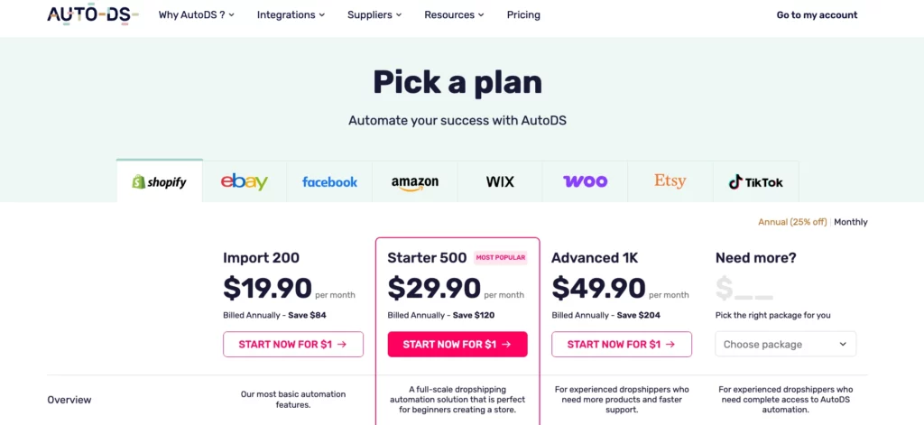 AutoDS Pricing Details – Plans, Features & Which One to Choose (2025)
